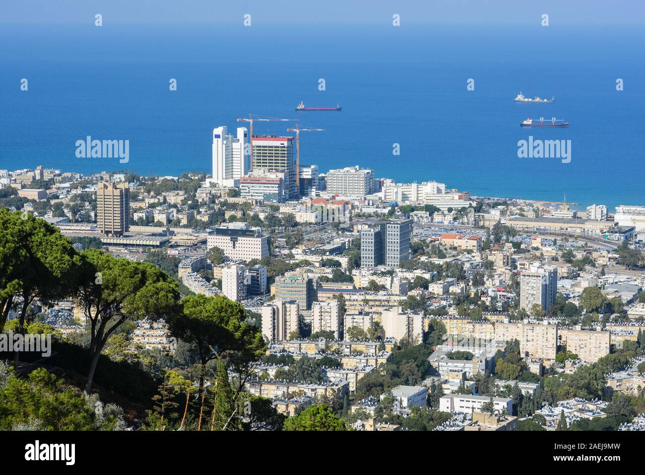 View of Haifa from the hill. Haifa is an Israeli city and port on the ...