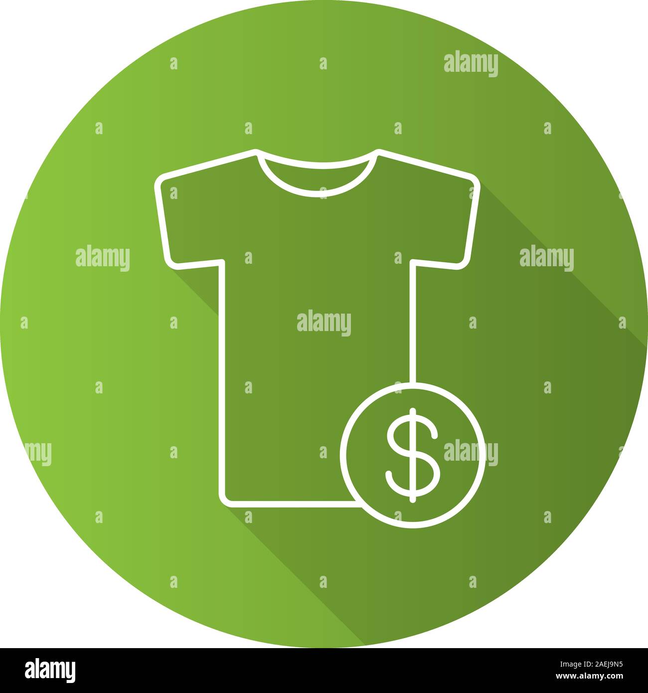 Buy clothes flat linear long shadow icon. T-shirt with dollar sign ...