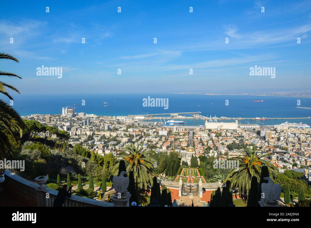 View of Haifa from the hill. Haifa is an Israeli city and port on the ...