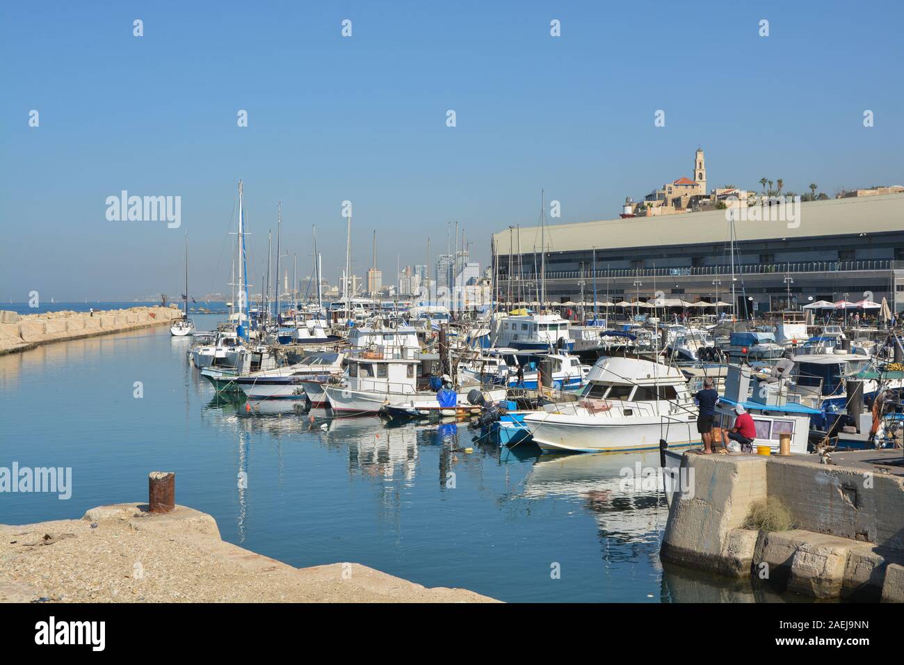 The port and old city of Jaffa in Tel Aviv. The coast of the ...