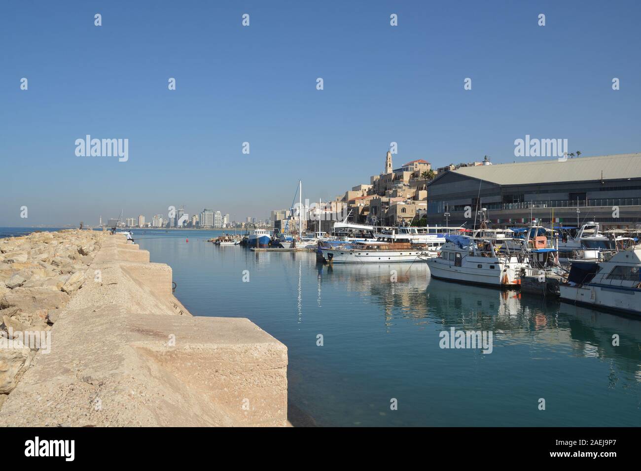 The port and old city of Jaffa in Tel Aviv. The coast of the ...