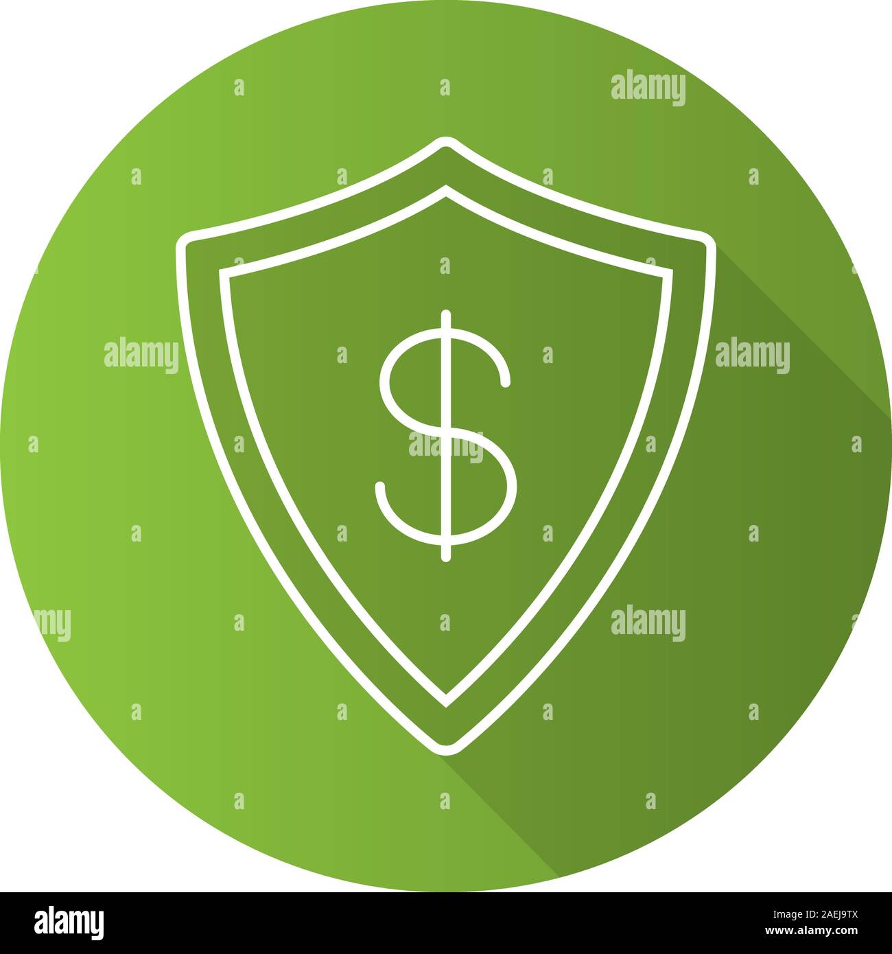 Money security flat linear long shadow icon. Protection shield with ...