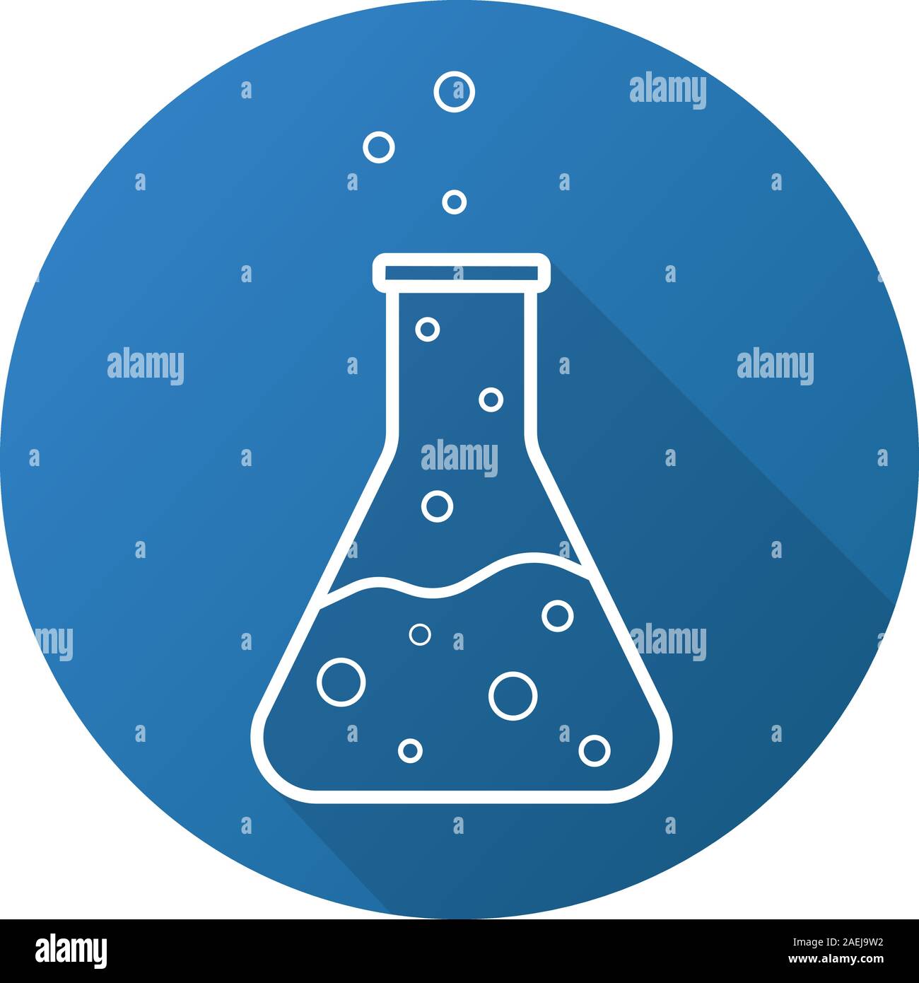 Chemical reaction flat linear long shadow icon. Boiling potion bottle ...