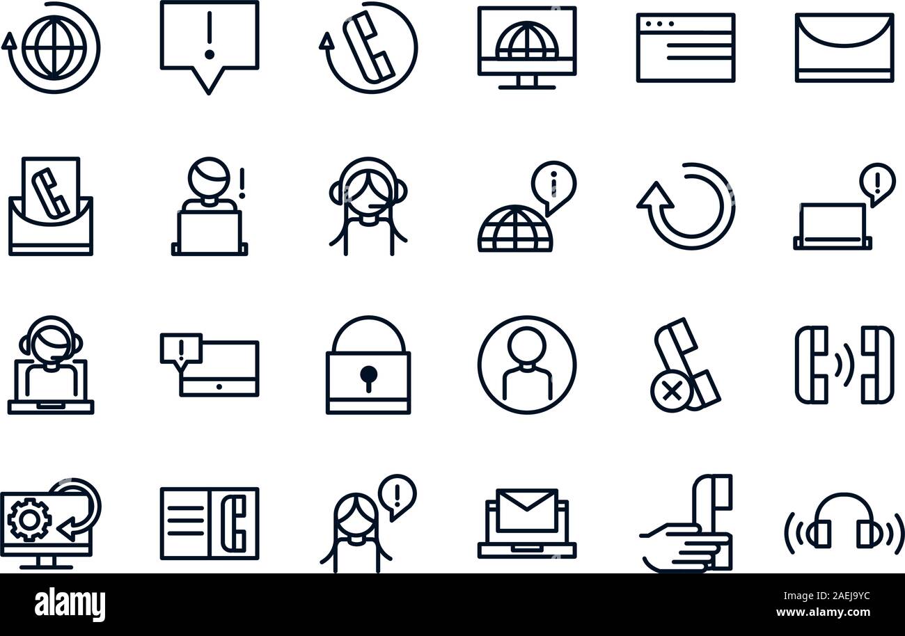 call center service business icons collection line vector illustration ...