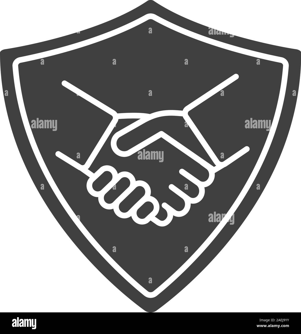 Safe bargain glyph icon. Silhouette symbol. Protection shield with ...