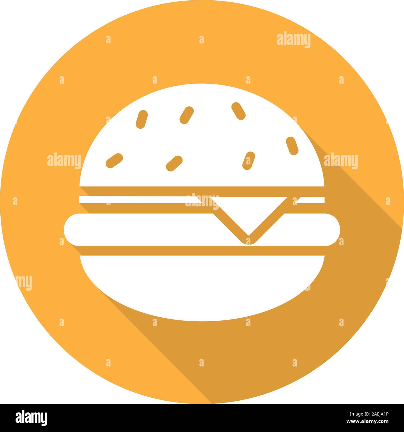 Hamburger flat design long shadow glyph icon. Fastfood cheese burger ...