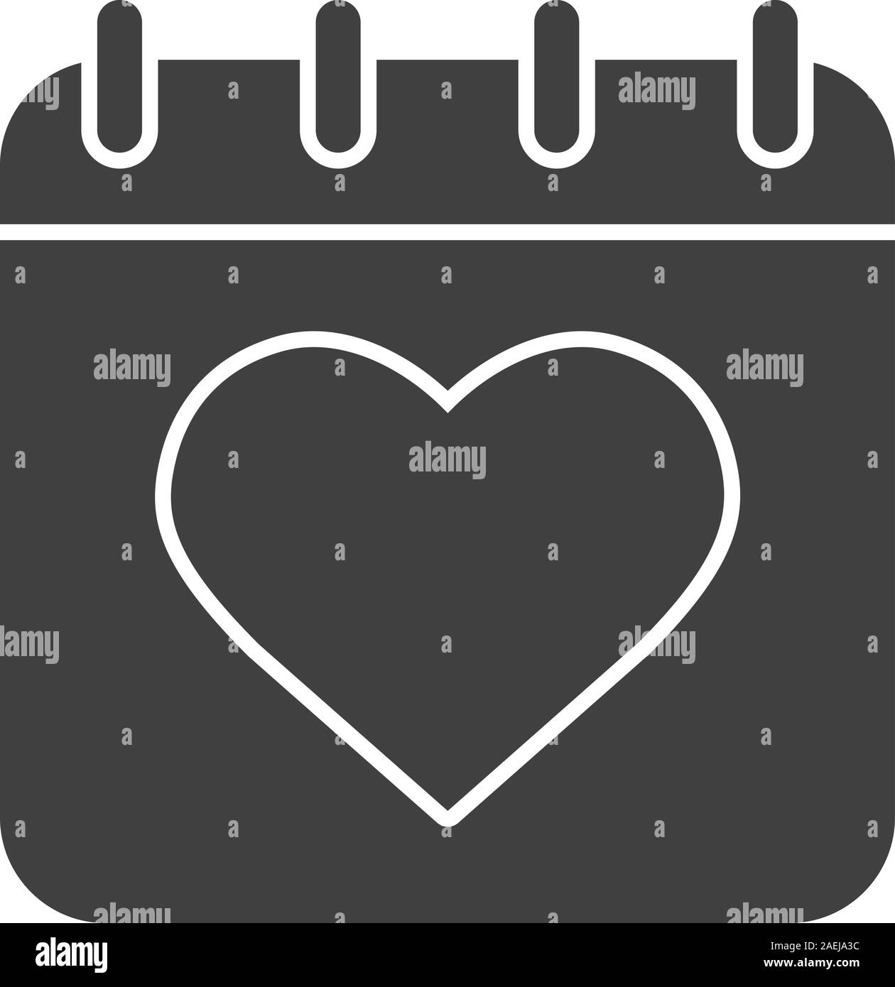 Valentine's Day glyph icon. February 14 silhouette symbol. Calendar ...