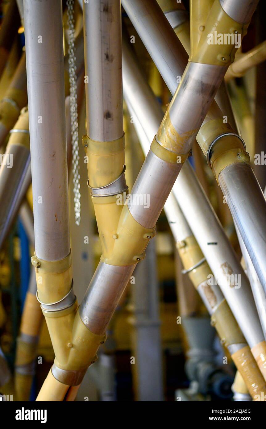 Pipes for transport of flour inside a grain mill Stock Photo - Alamy