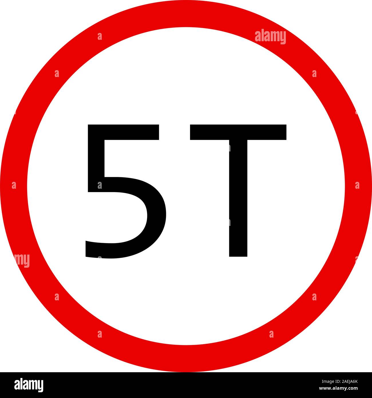 Traffic sign Load limit 5 tonnes vector illustration. Red circle ... Traffic sign Load limit 5 tonnes vector illustration. Red circle ...