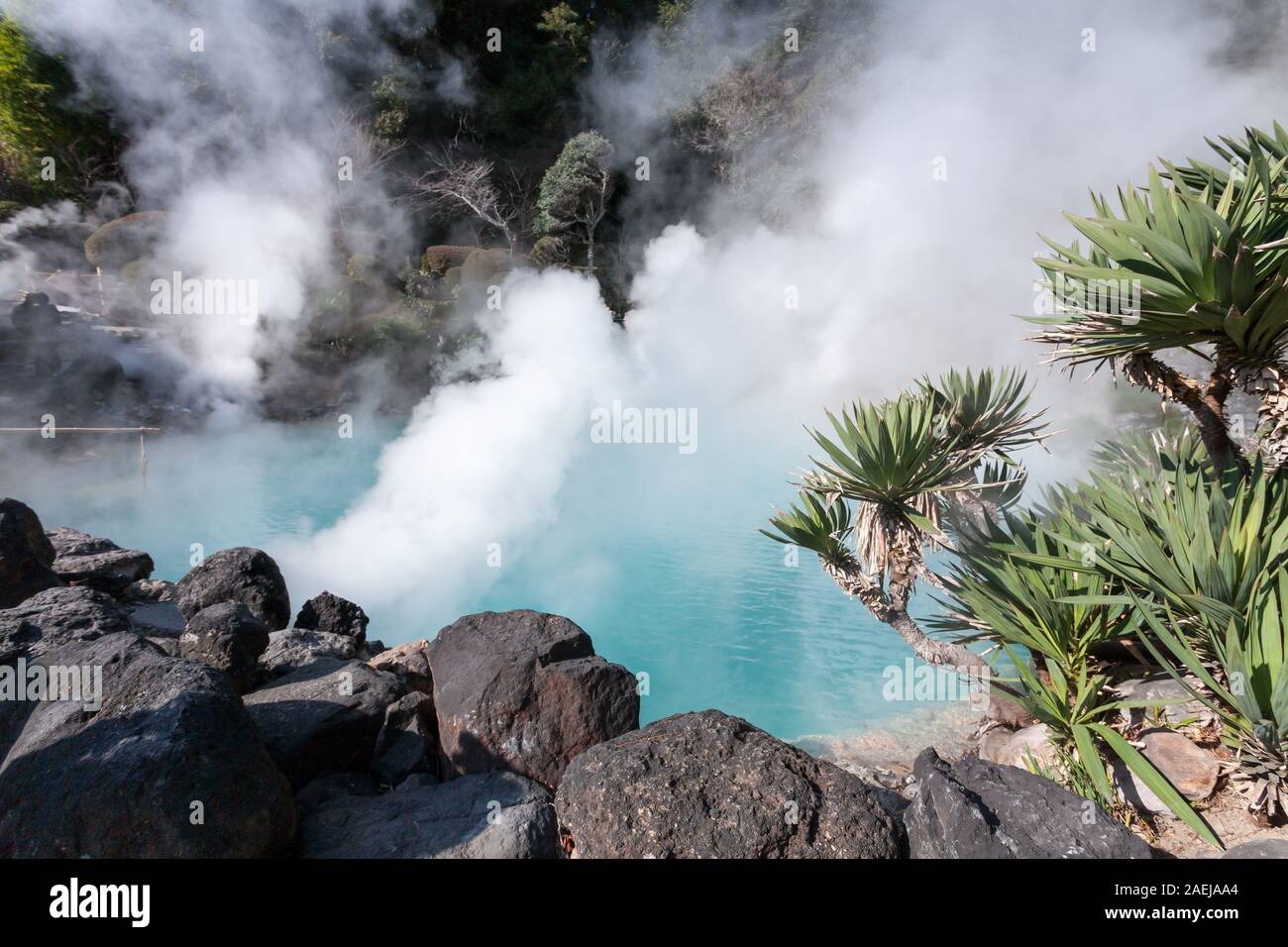Hot spring (Jigoku), multi-colored volcanic pool of boiling water in ...