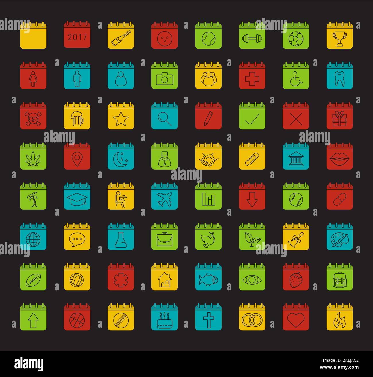 Calendars glyph color icon set. Holidays and special days. Calendar ...