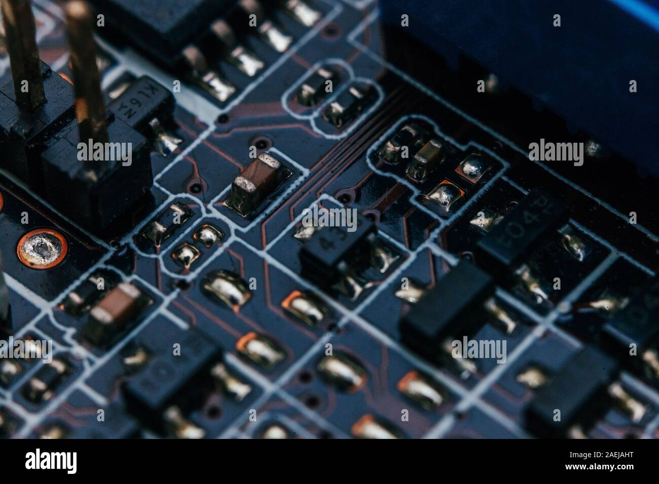 Circuit board repair. Electronic hardware modern technology. Motherboard digital personal ...