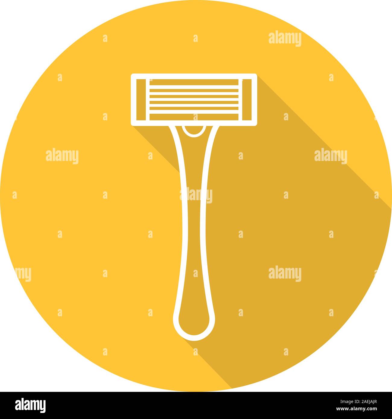Shaving razor flat linear long shadow icon. Shaver. Vector outline ...