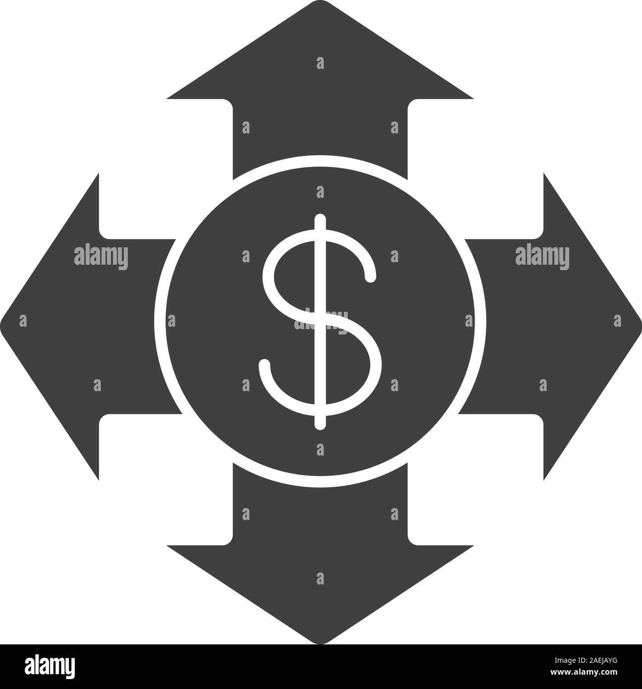 Money spending glyph icon. Expanses silhouette symbol. USA dollar with ...