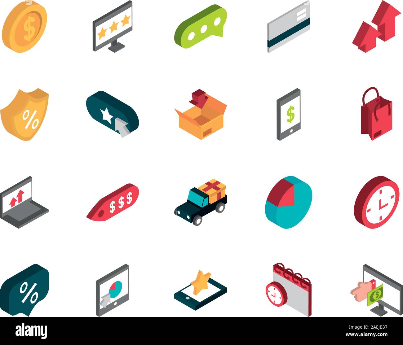 ecommerce business internet icons set isometric vector illustration ...
