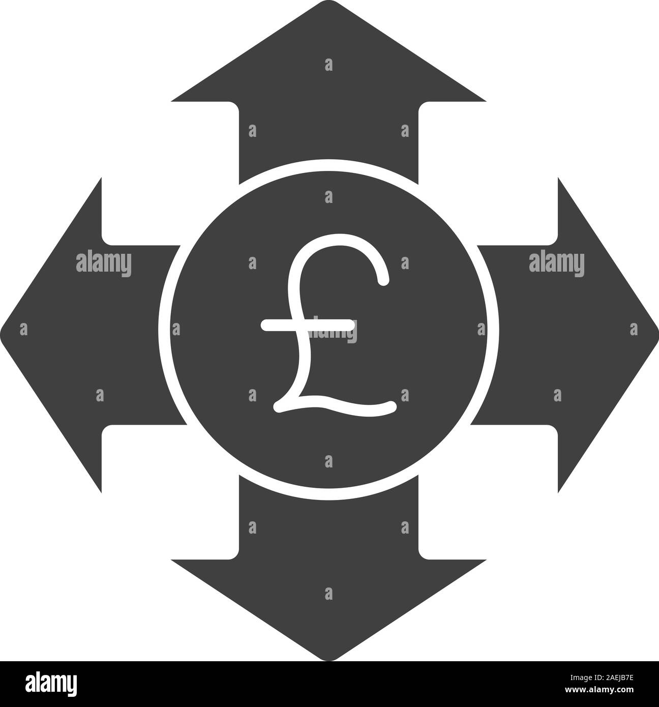 Money spending glyph icon. Expanses silhouette symbol. Great Britain ...