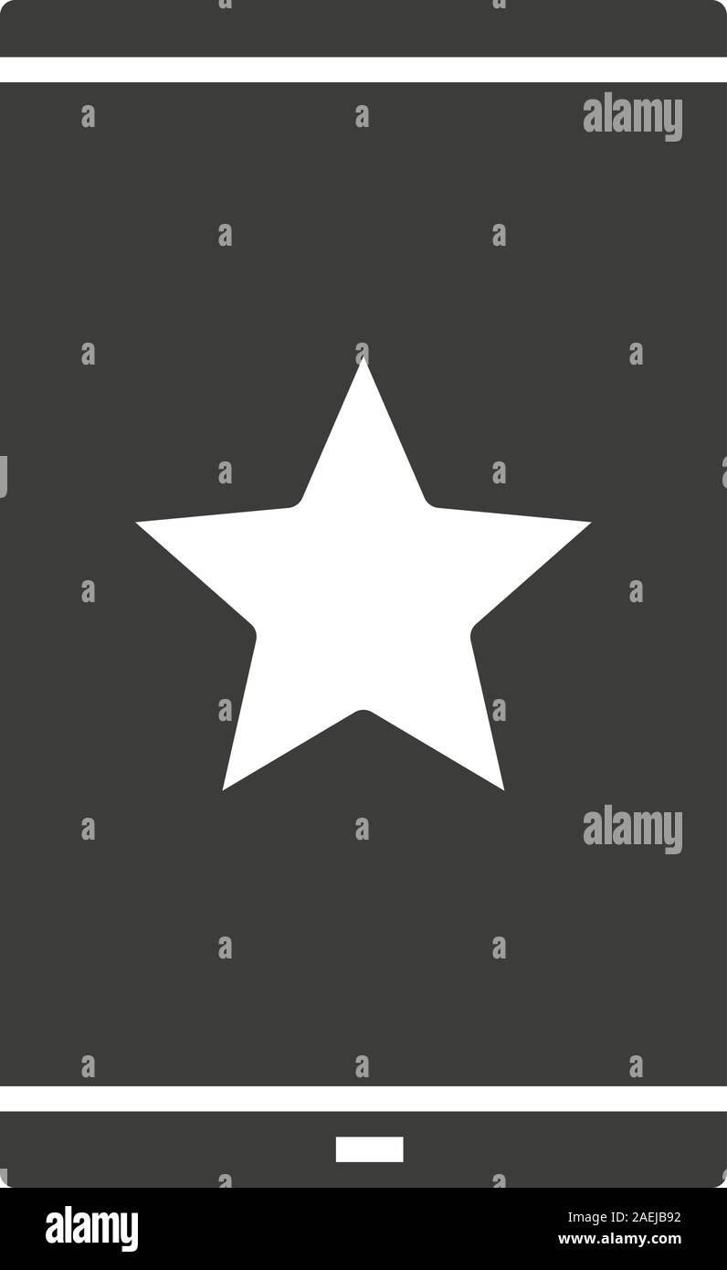 Smartphone bookmark glyph icon. Silhouette symbol. Smart phone with ...