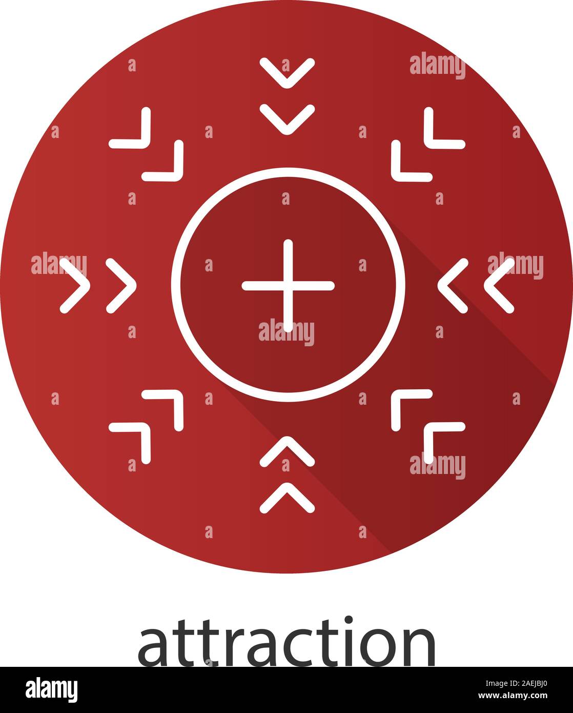 Attraction symbol flat linear long shadow icon. Positively charged ...