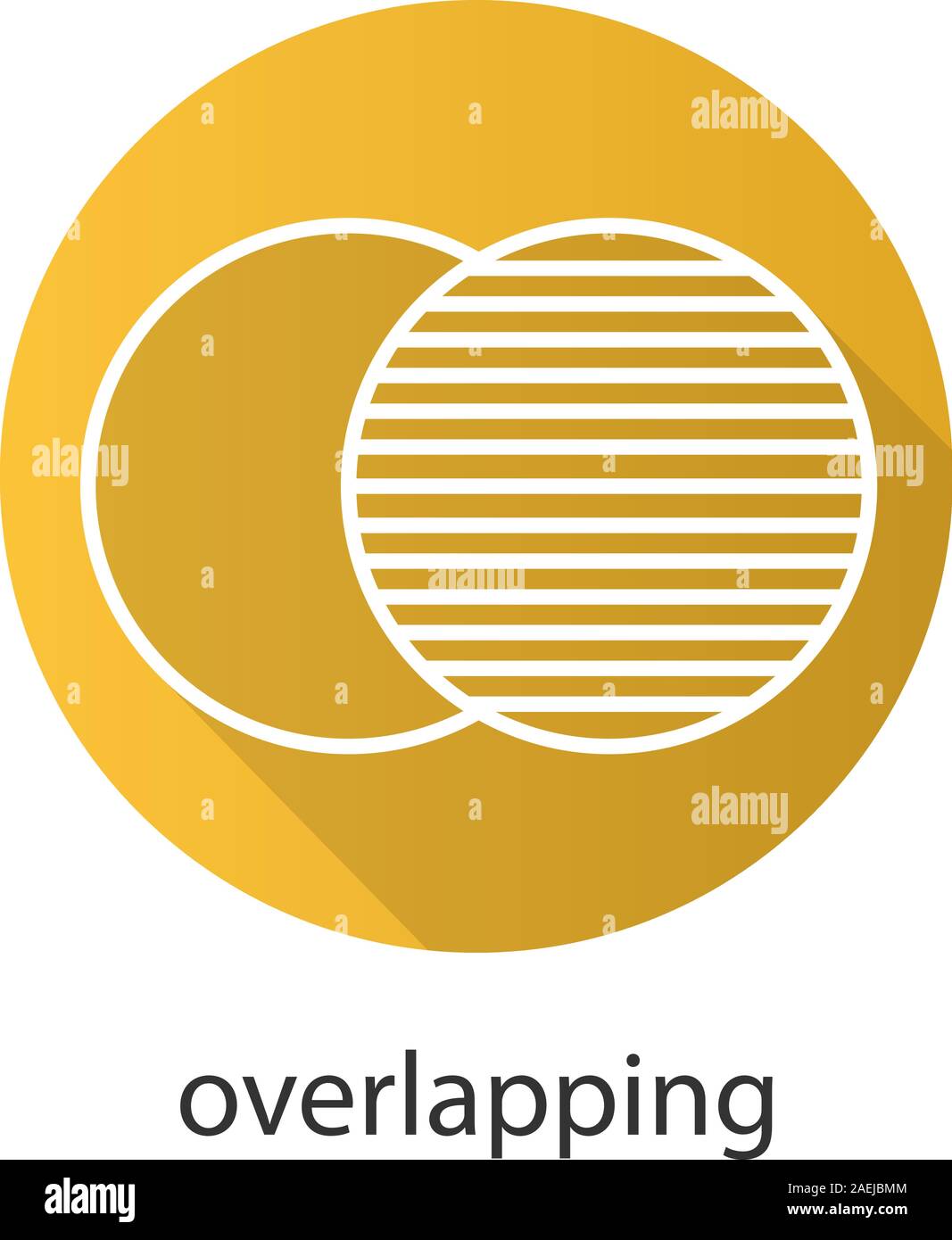 Overlapping flat linear long shadow icon. Convergence abstract metaphor ...