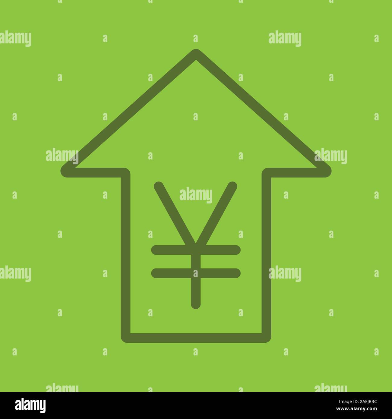 Yen rate rising color linear icon. China and Japan currency with up ...