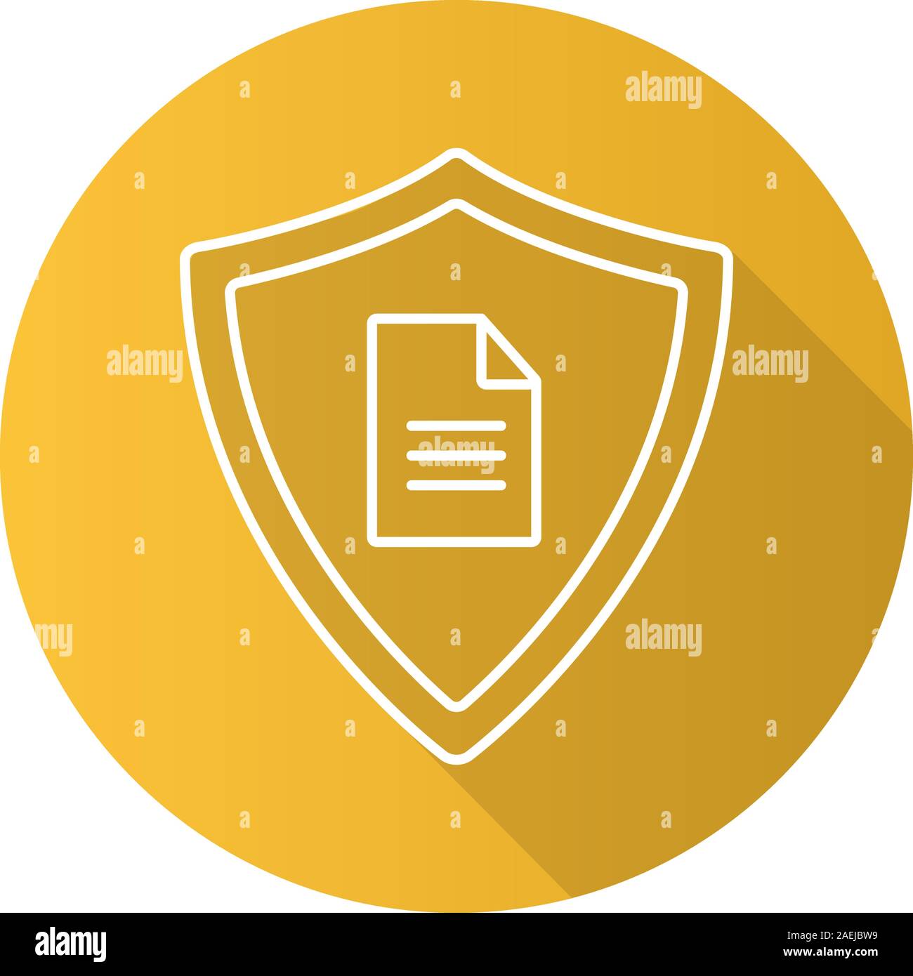 Personal document security flat linear long shadow icon. Protection ...