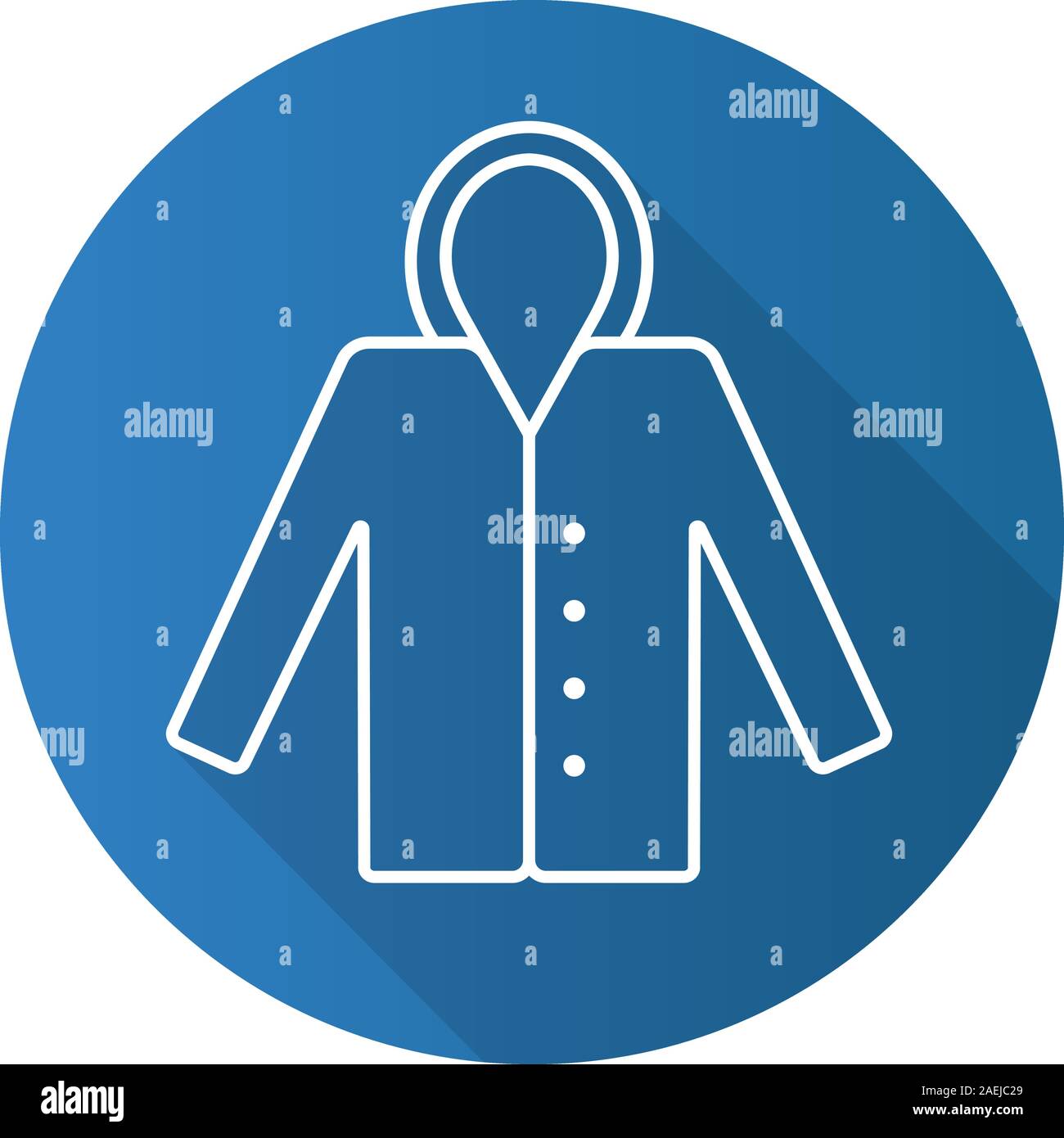 Raincoat flat linear long shadow icon. Waterproof coat. Vector outline ...