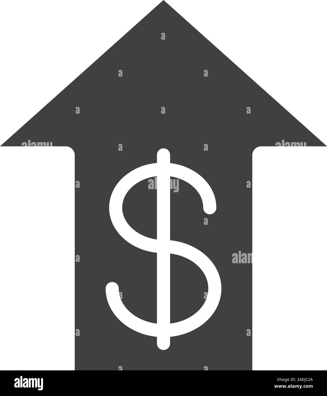 Dollar rate rising glyph icon. Silhouette symbol. USA dollar with up ...