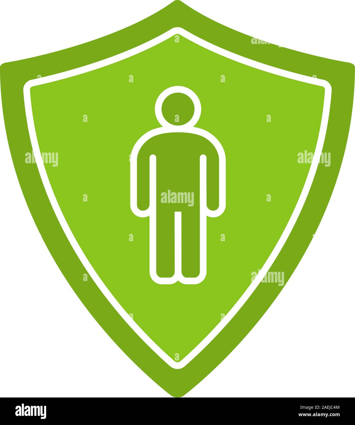 Bodyguard Glyph Color Icon Man Inside Protection Shield Silhouette