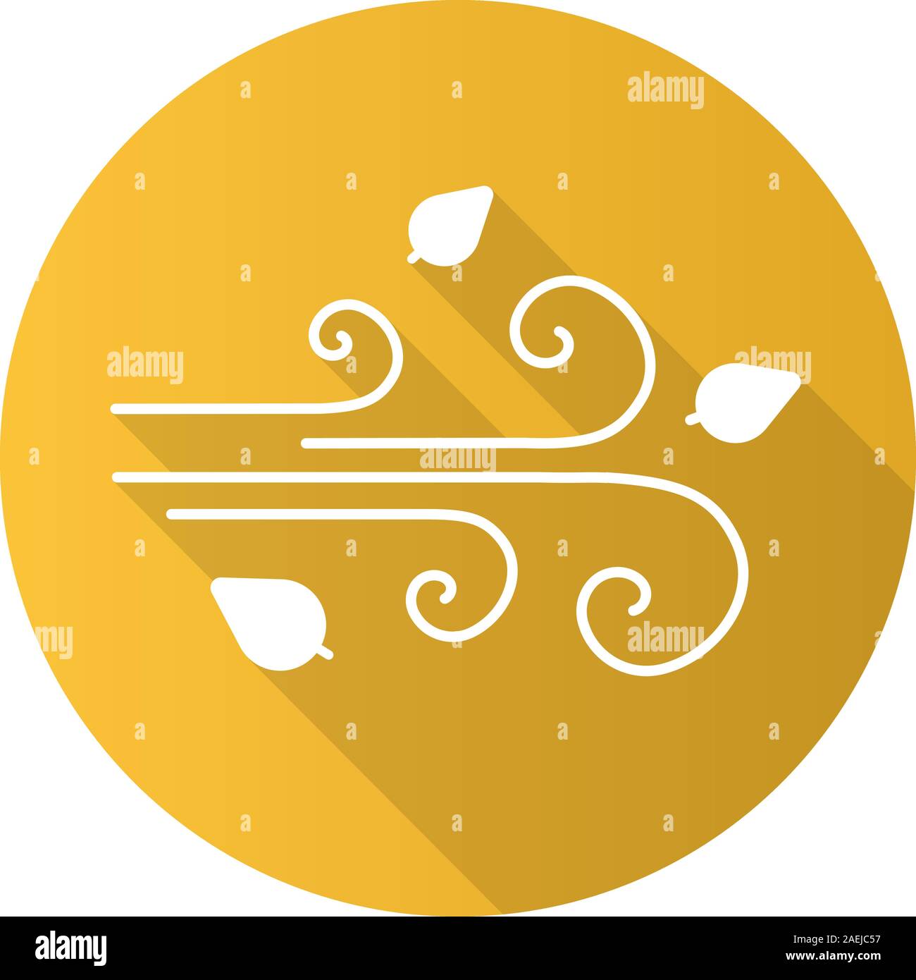 Wind blowing flat design long shadow glyph icon. Windy weather. Vector ...