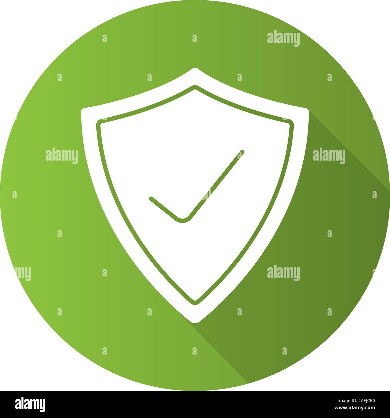 Security check flat design long shadow icon. Protection shield with ...