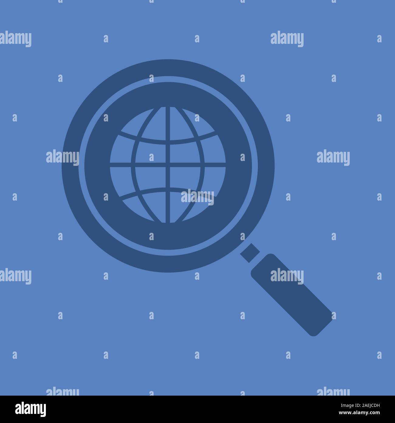 Network search glyph color icon. Silhouette symbol. Magnifying glass ...