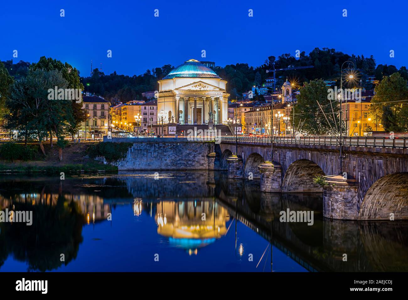 Turin by night. The first capital of the Kingdom of Italy shows its ...