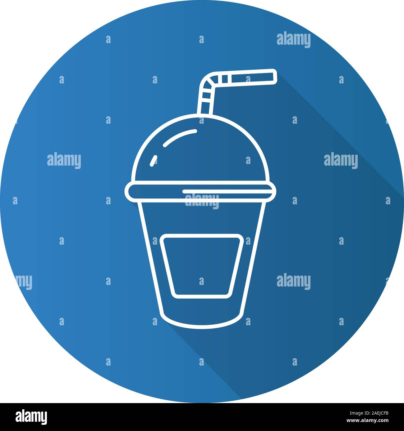 Refreshing soda drink. Flat linear long shadow icon. Lemonade paper cup ...