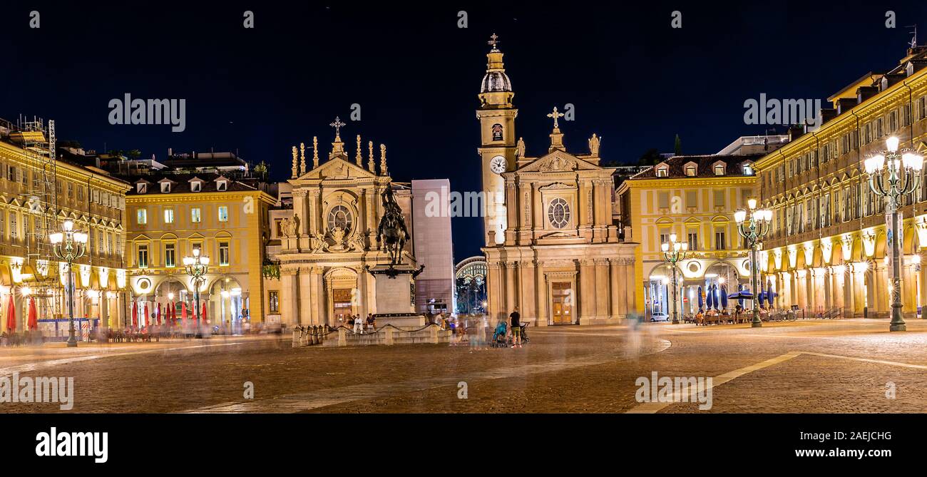Turin by night. The first capital of the Kingdom of Italy shows its ...