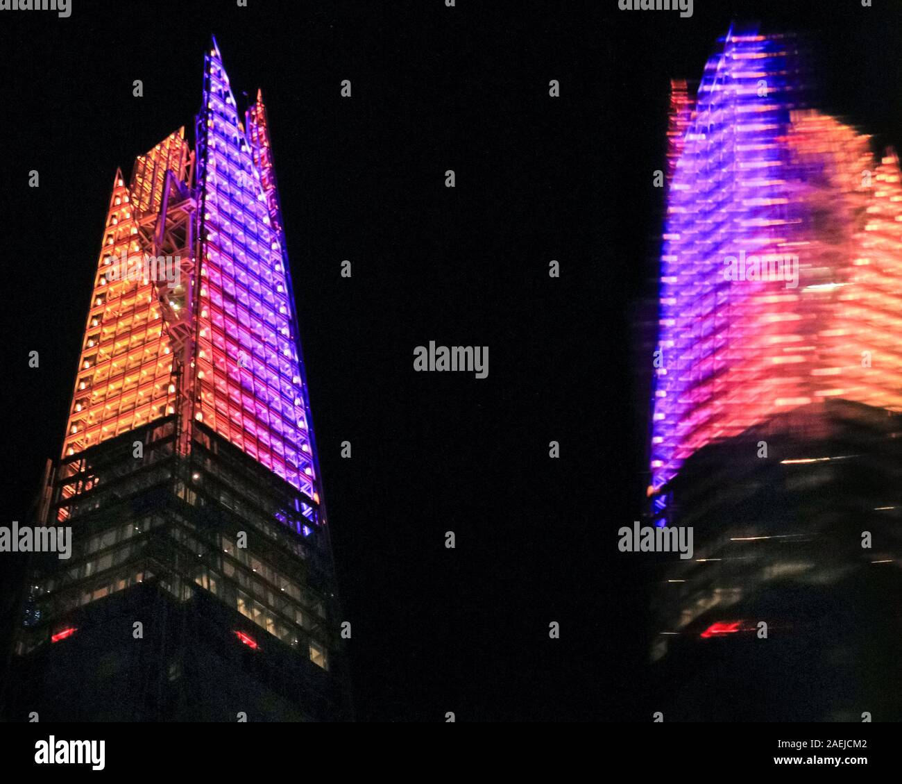 The Shard, London, UK. 09th Dec, 2019. The Lights are reflected in a ...