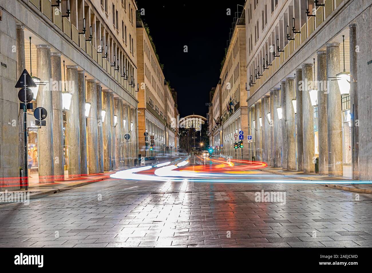 Turin by night. The first capital of the Kingdom of Italy shows its ...