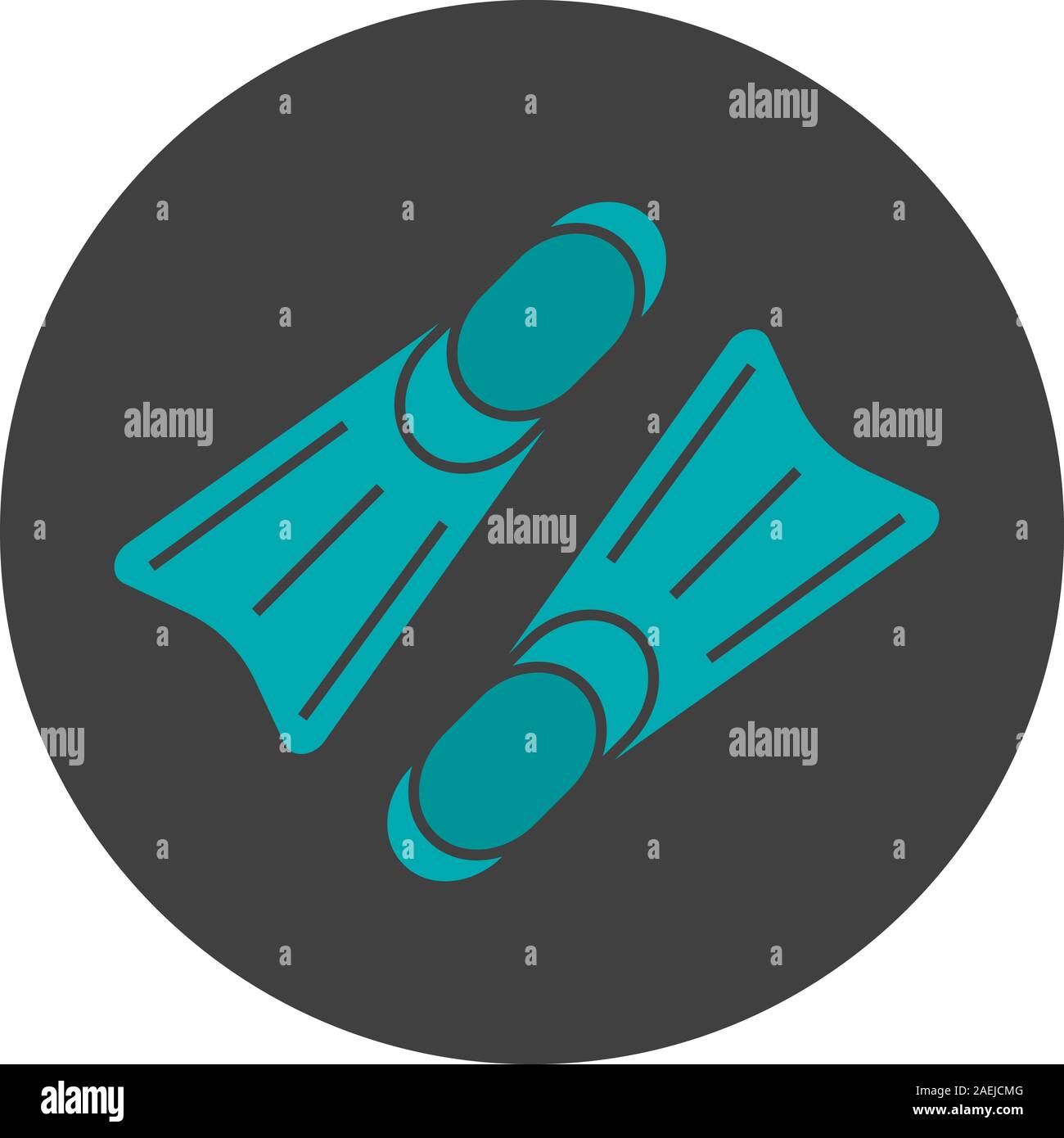 Flippers glyph color icon. Scuba diving fins. Silhouette symbol on ...