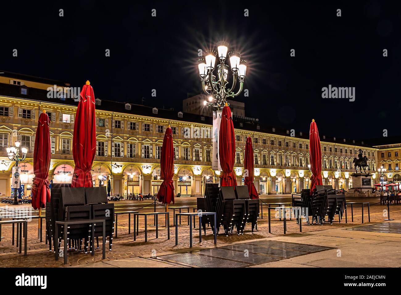 Turin by night. The first capital of the Kingdom of Italy shows its ...