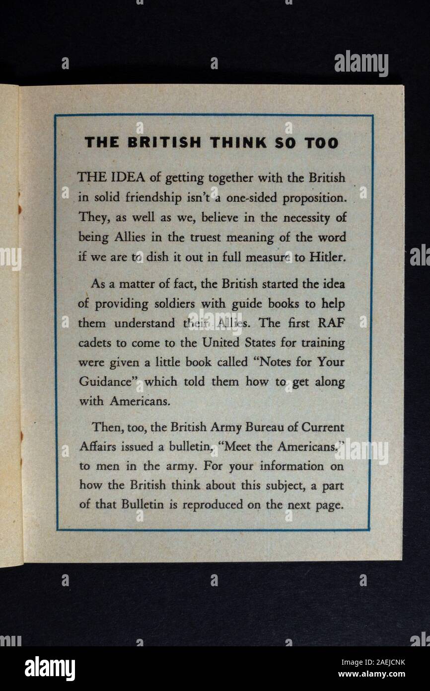 "The British Think So Too" inside "A Short Guide to Great Britain", a ...