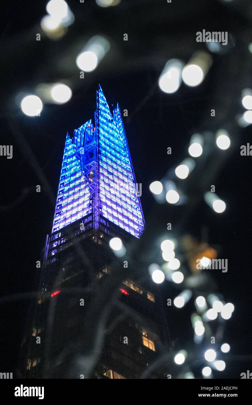 The Shard, London, UK. 09th Dec, 2019. The Shard Lights are switched on ...