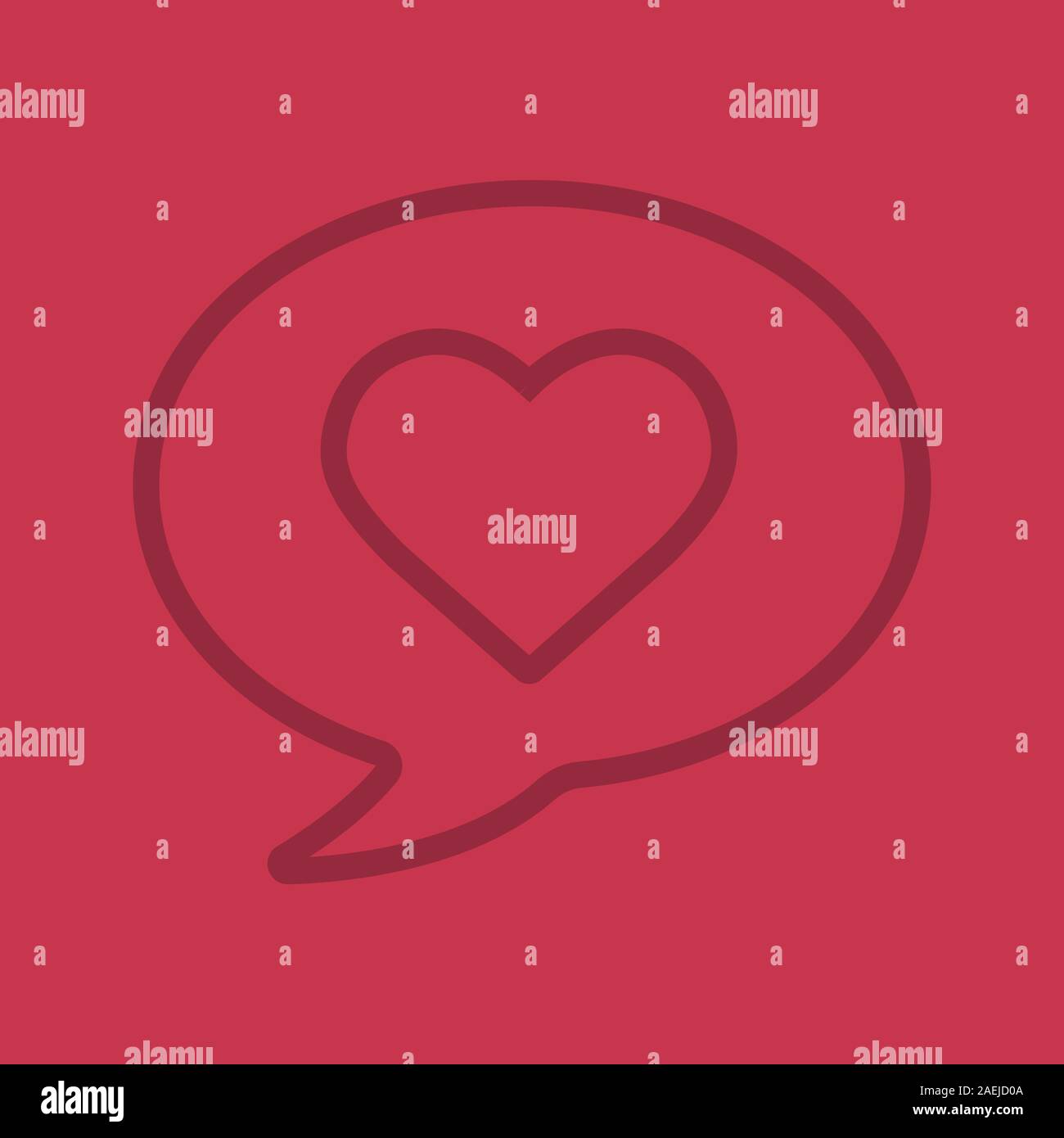 Romantic conversation color linear icon. Chat box with heart shape ...