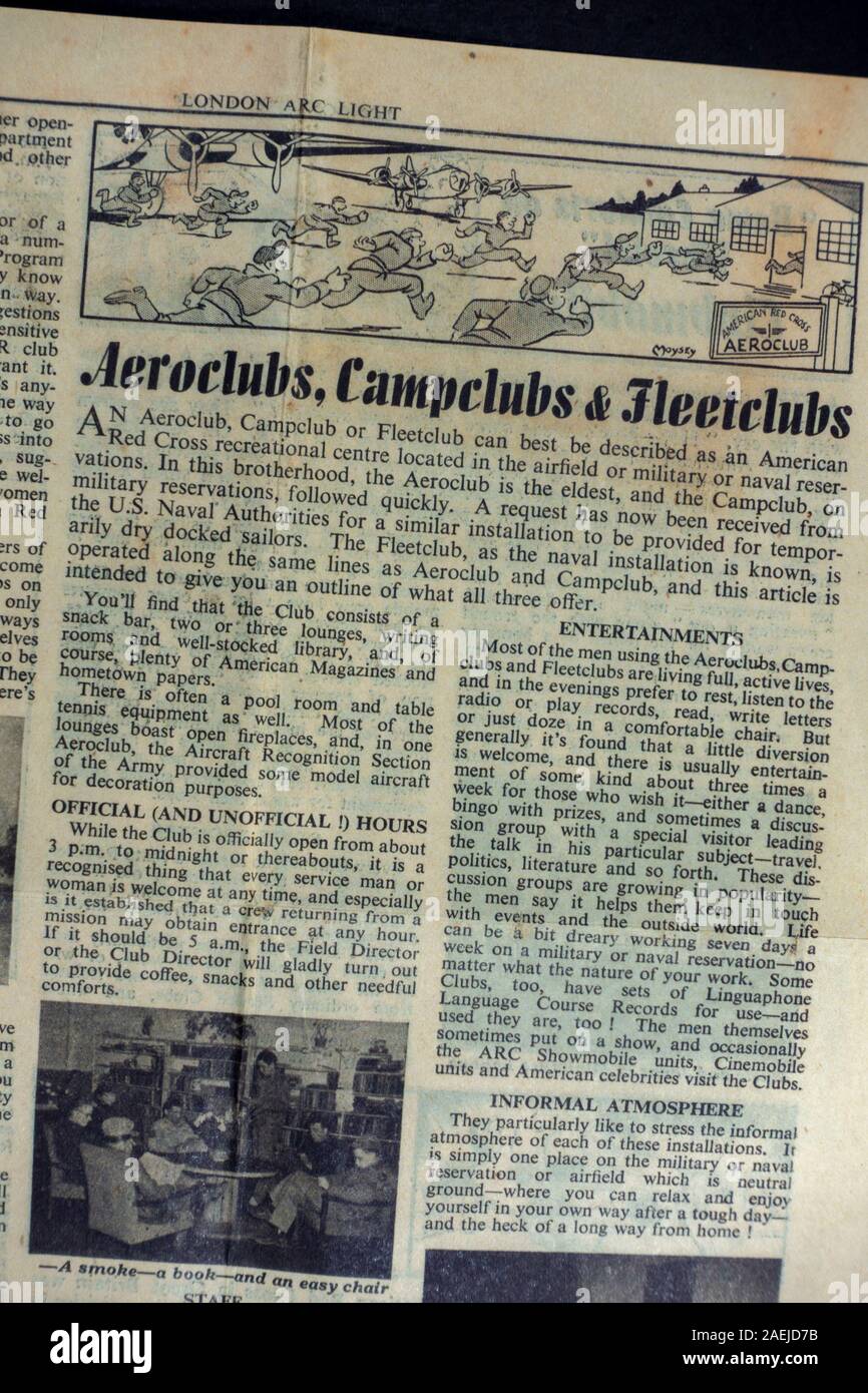 "London Arc Light" (American Red Cross) newspaper on its WWII services ...