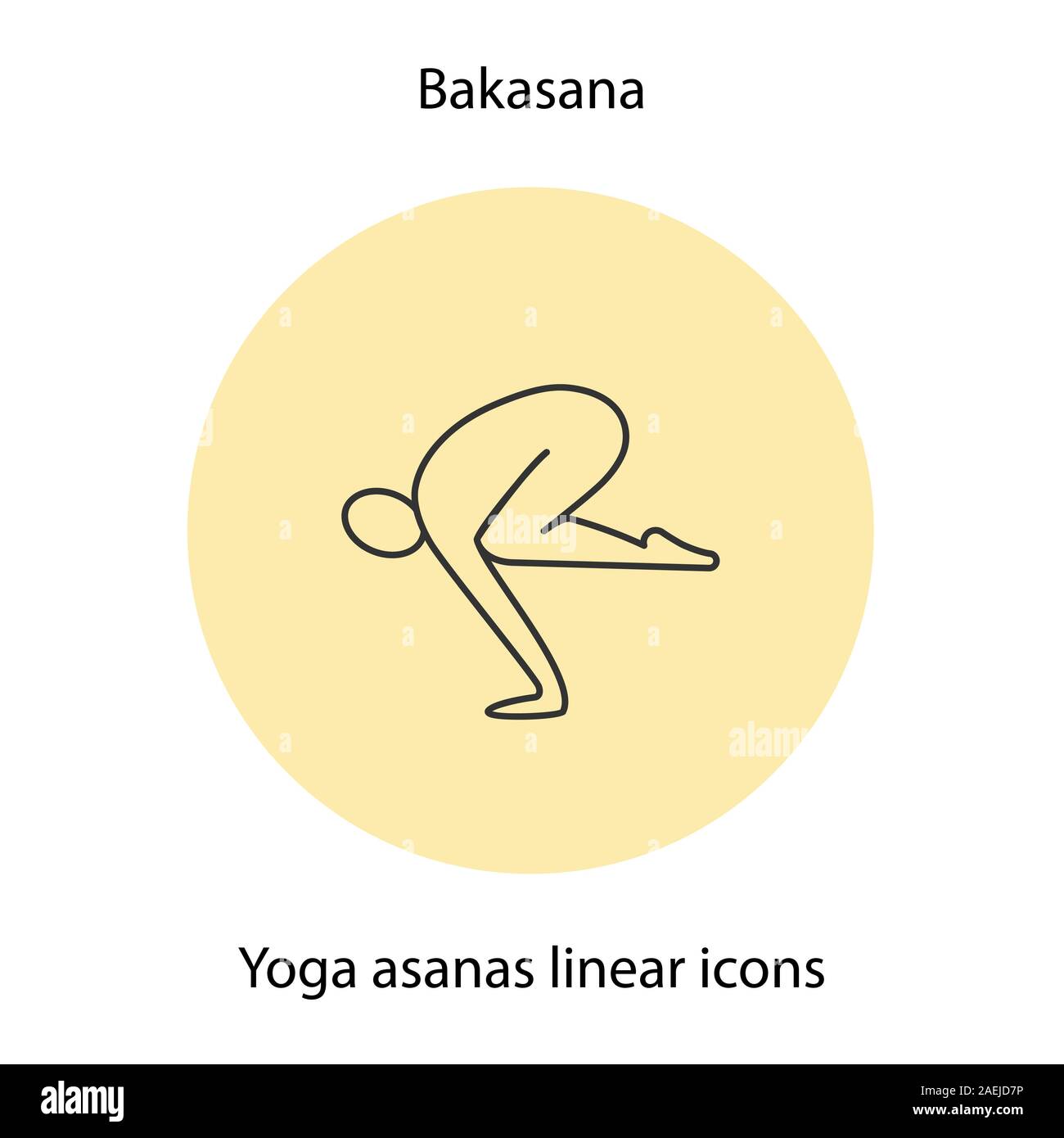 Bakasana yoga position linear icon. Thin line illustration. Yoga asana ...