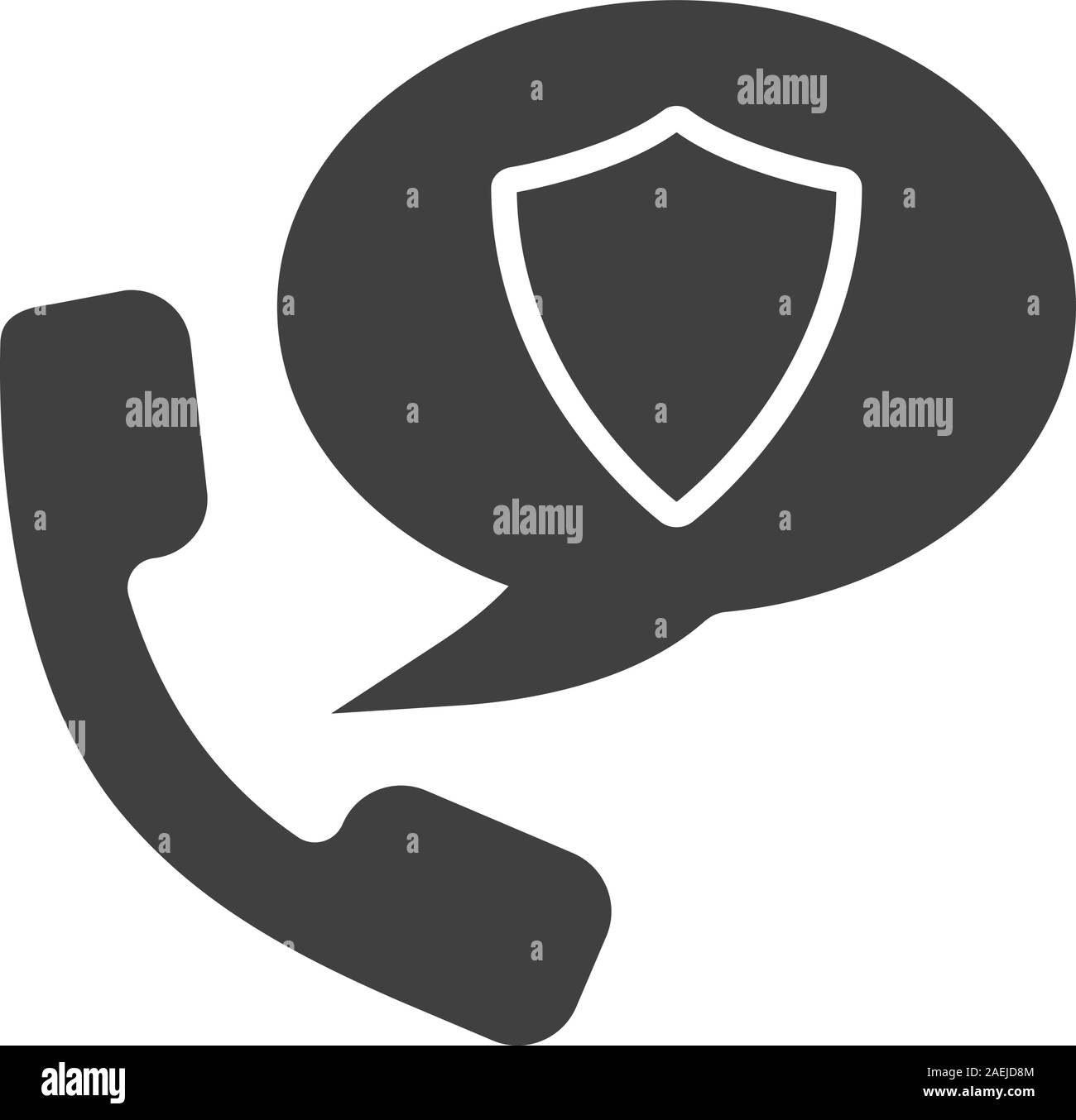 Phone communication security glyph icon. Silhouette symbol. Handset ...