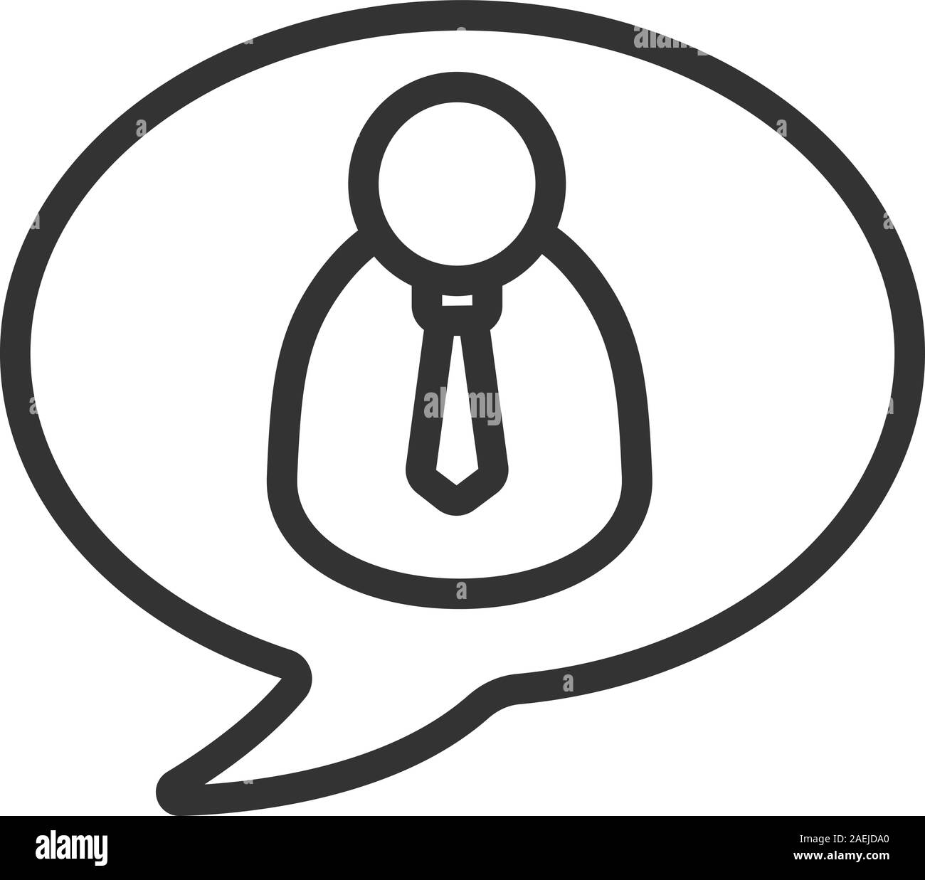 Conversation with boss linear icon. Thin line illustration. Chat box ...