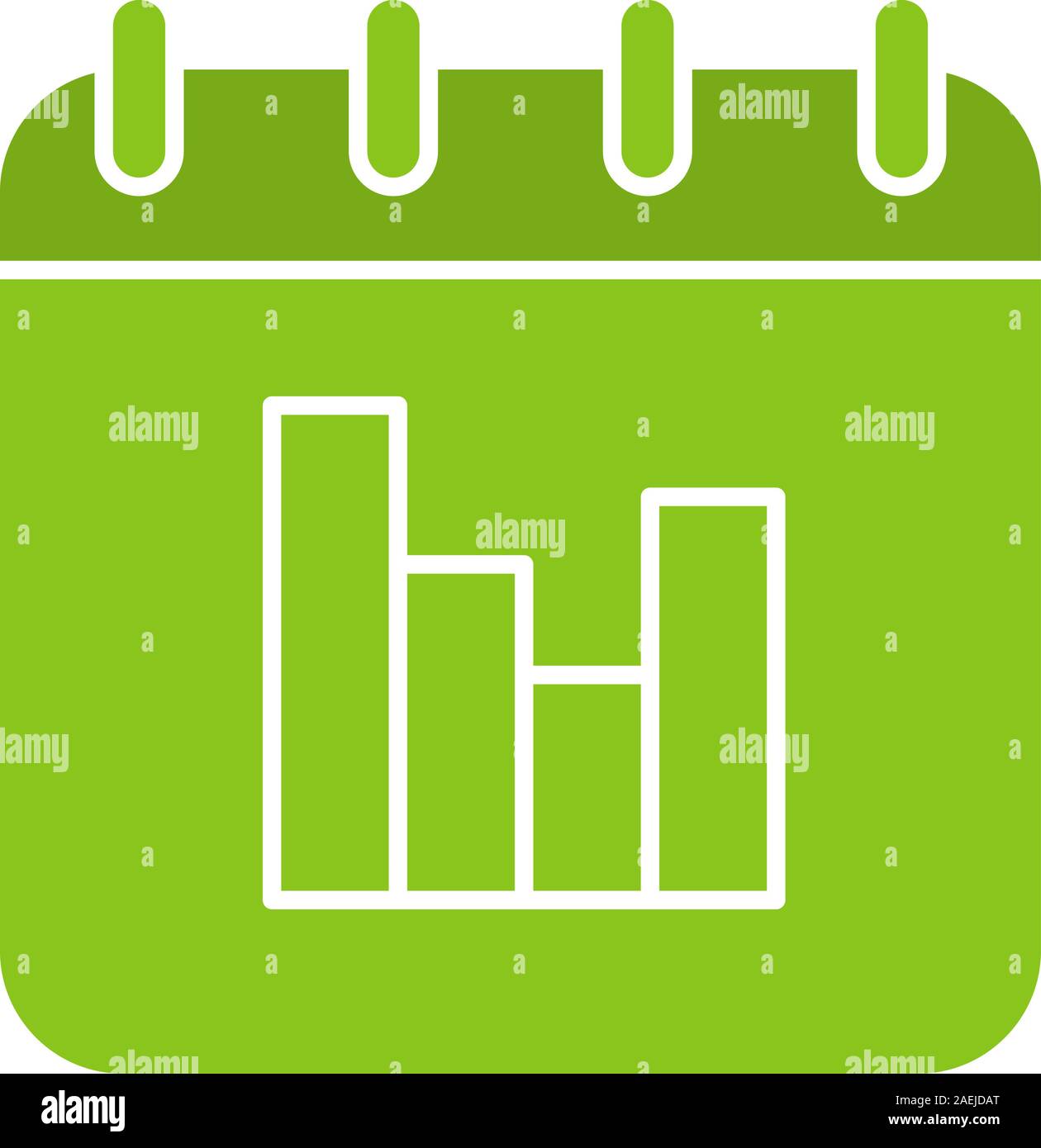 Calendar statistics glyph color icon. Calendar page with stats diagram ...