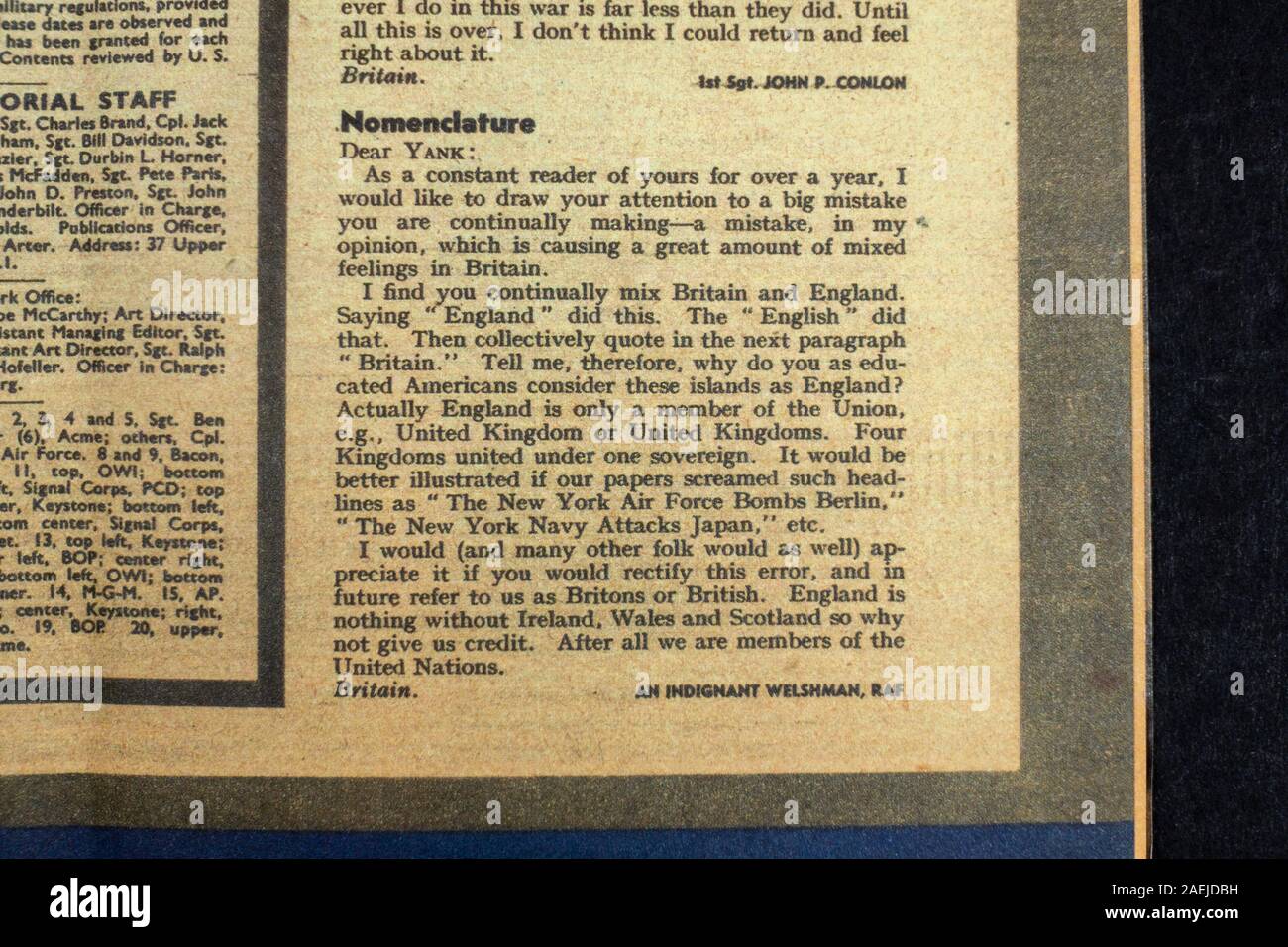 Welshman's complaining letter in "Yank" British Edition, The Army ...