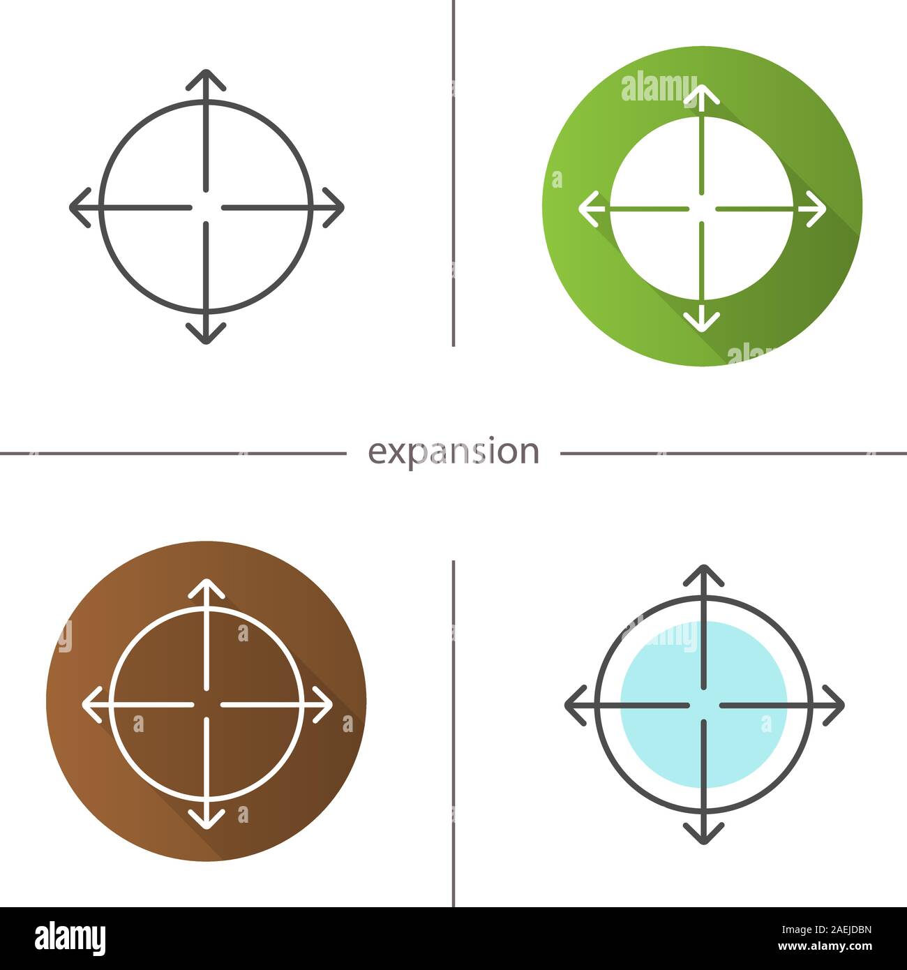 Expansion symbol icon. Flat design, linear and color styles. Expand ...