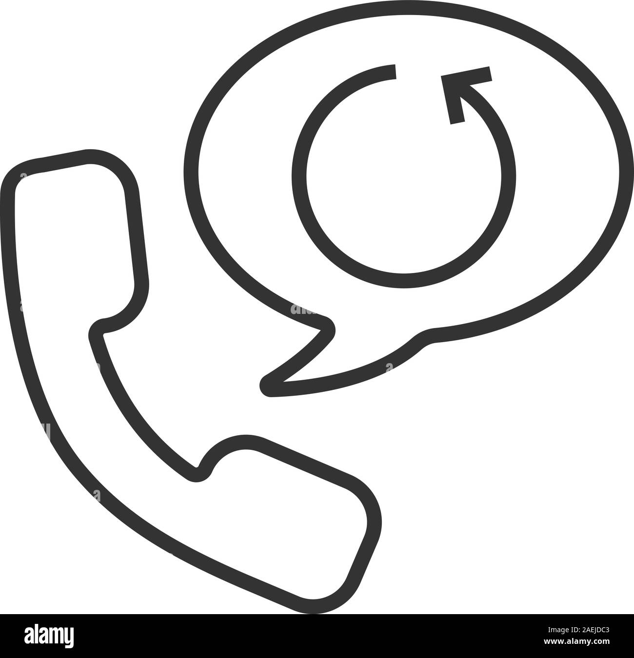 Call back service linear icon. Thin line illustration. Handset with ...