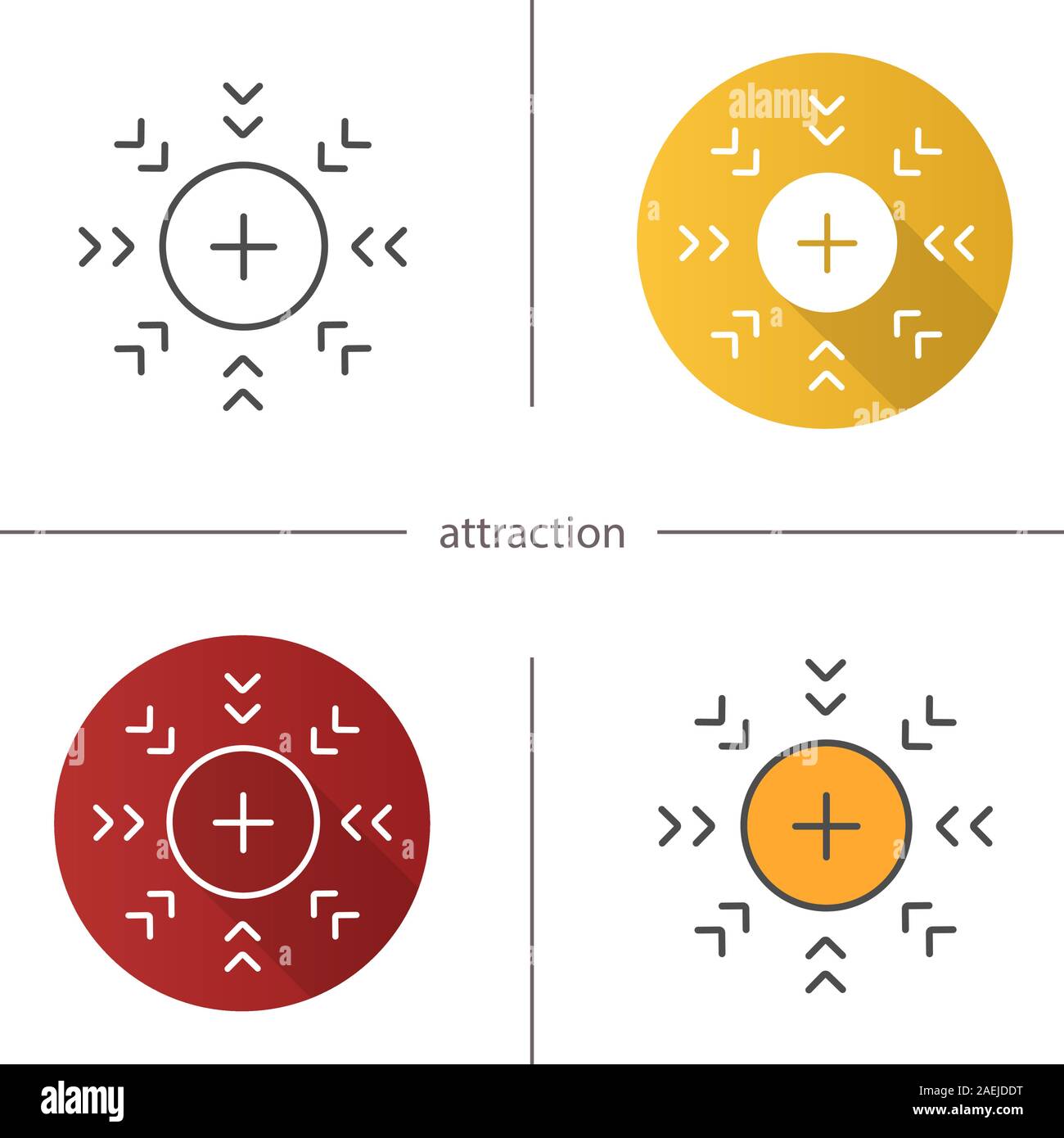 Attraction symbol icon. Flat design, linear and color styles ...